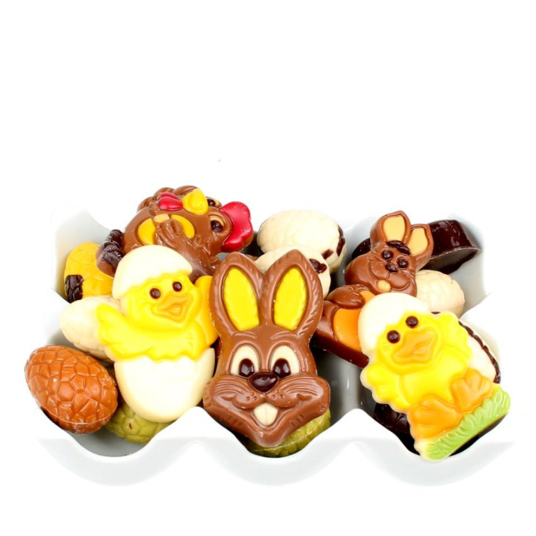 Eierrekje met paaseitjes en chocolade - Het Chocoladehuis